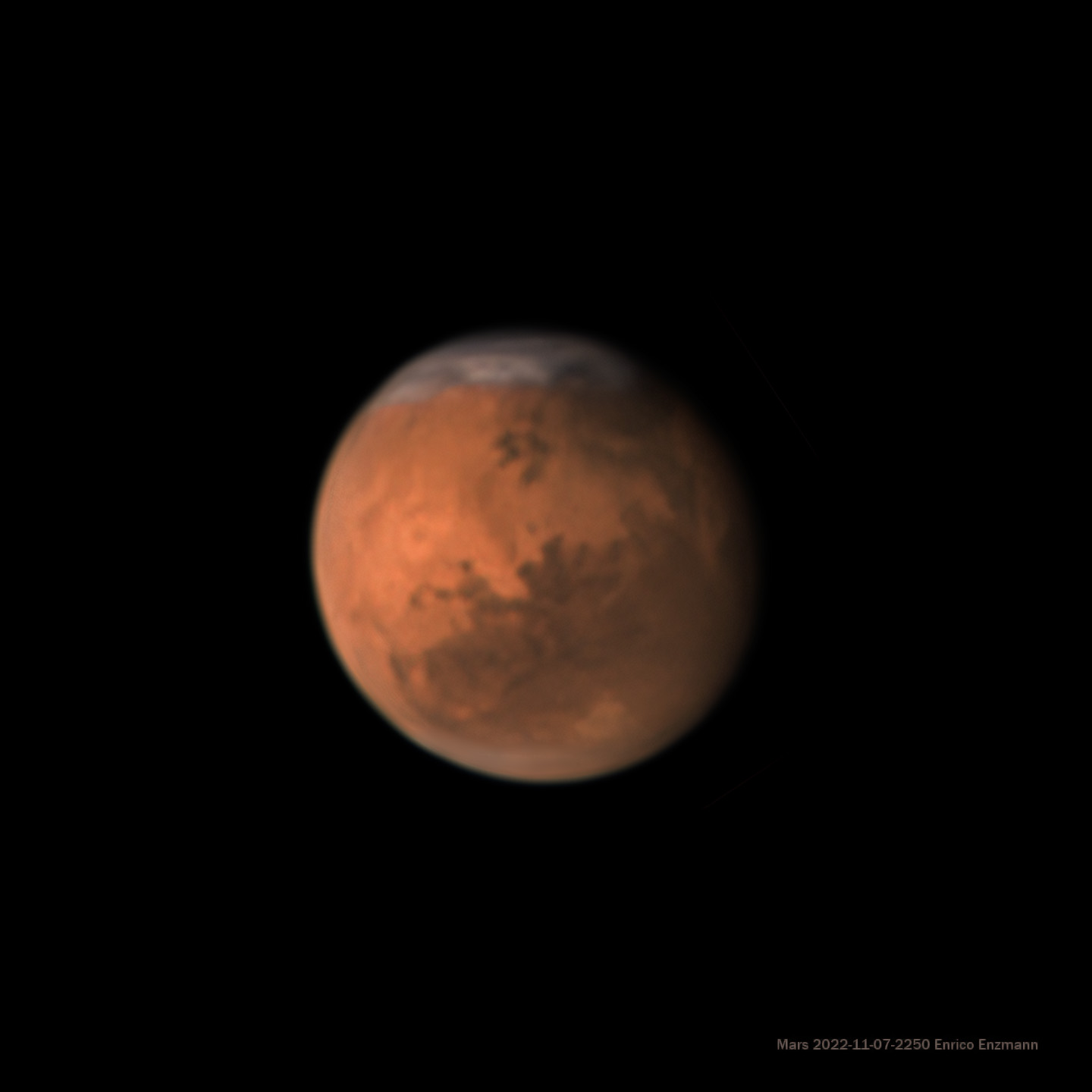 Mars am 7. November 2022 mit großer Polkappe - Spektrum der Wissenschaft