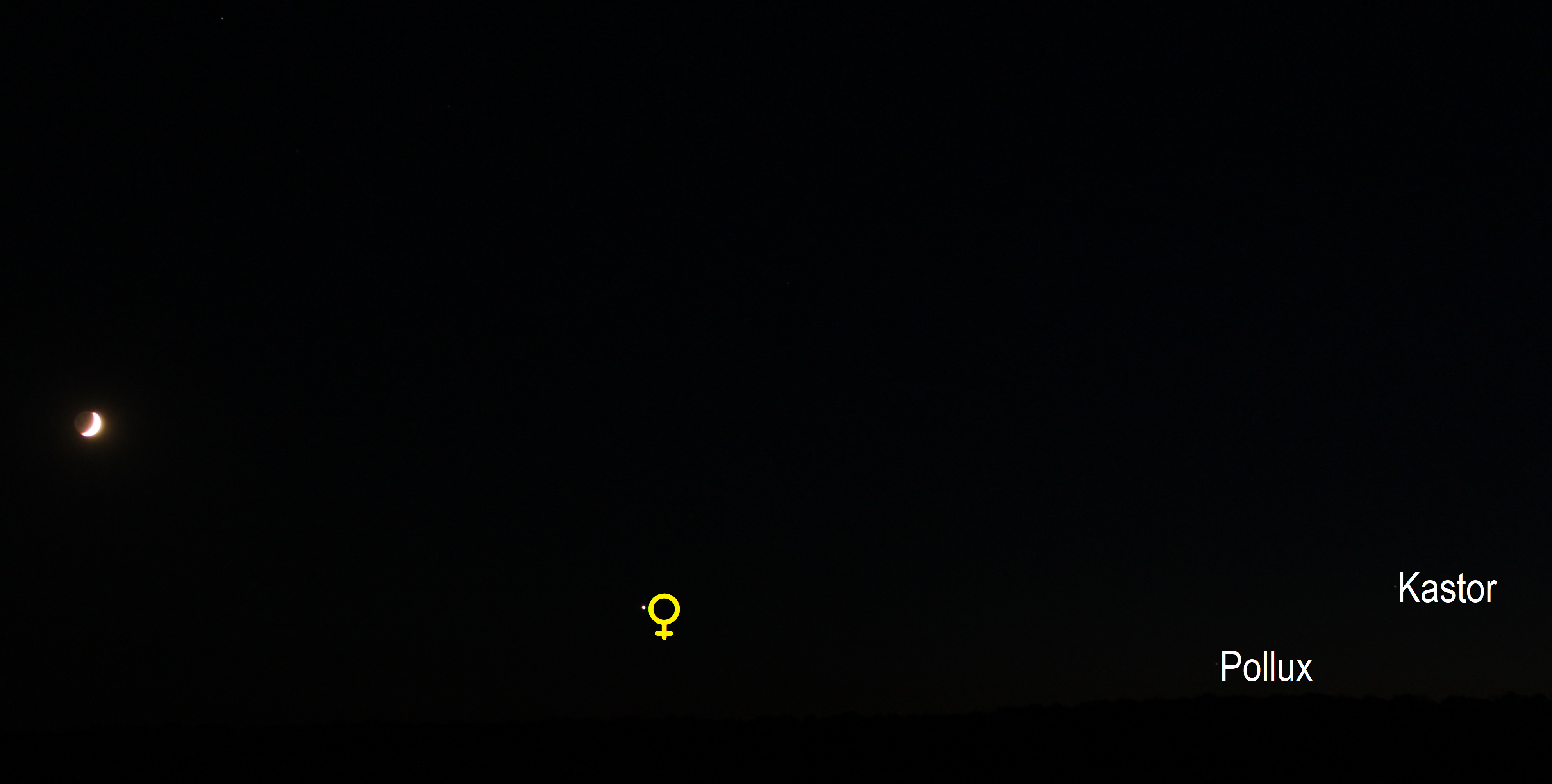 Mond und Venus am Abendhimmel (Objekte beschriftet) - Spektrum der ...