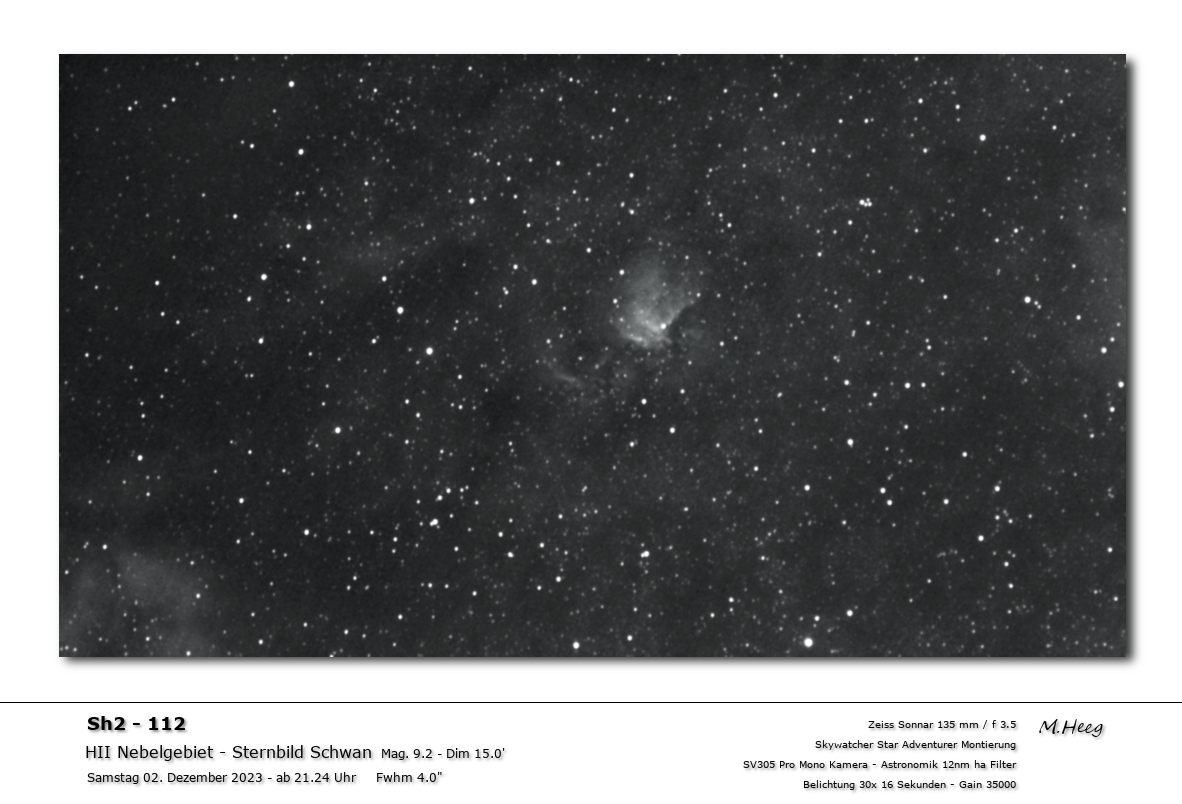 Sh2-112 H-Alpha-Nebelregion im Sternbild Schwan - Spektrum der Wissenschaft