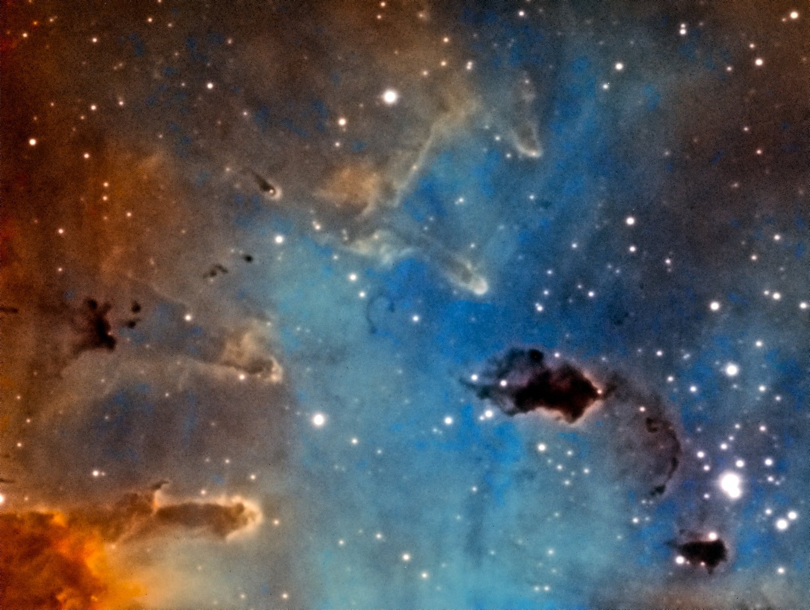 Bok Globule im Pacman-Nebel in SHO Hubble-Palette - Spektrum der ...