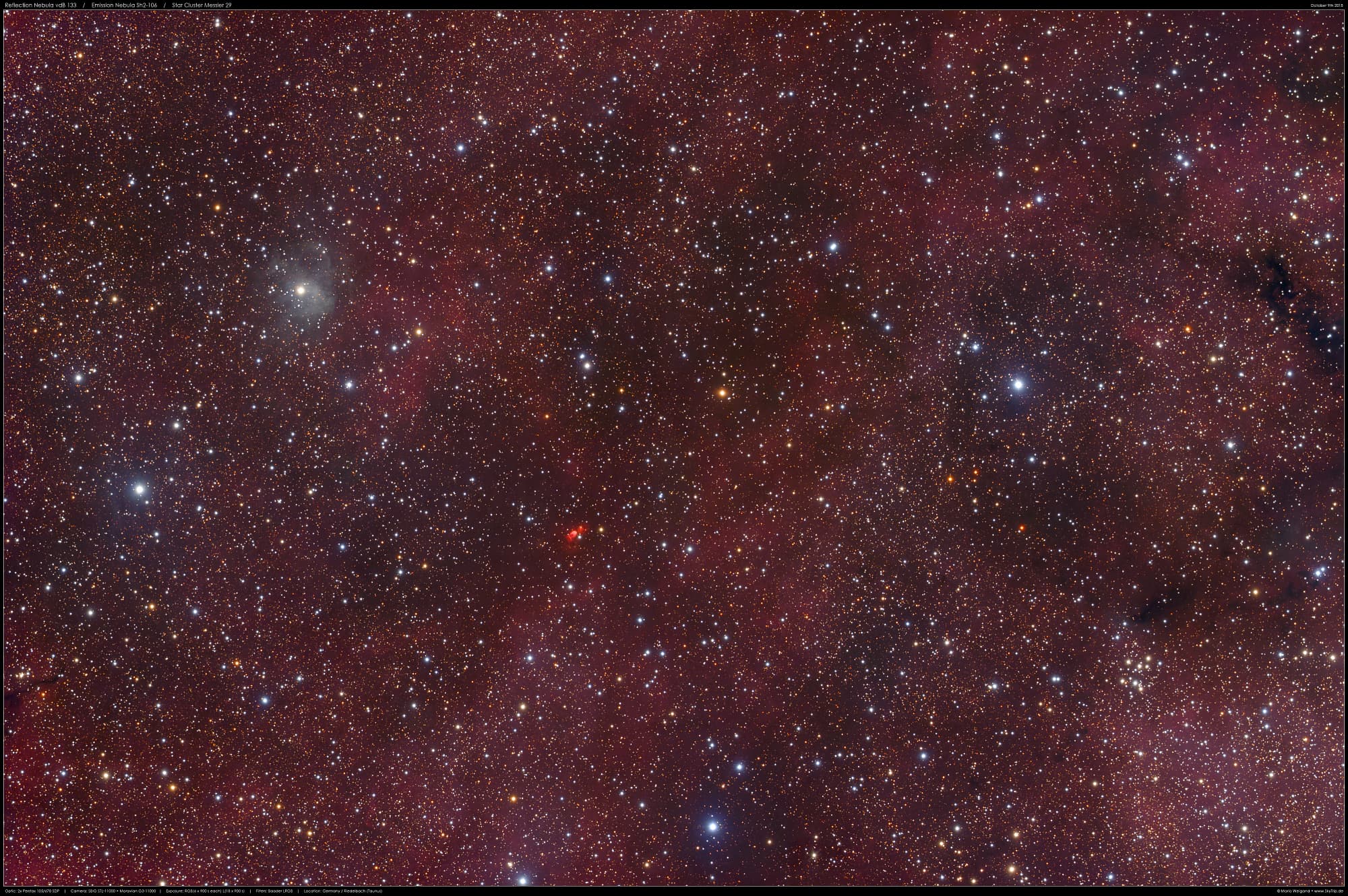 vdB 133, Sh2-106 & Messier 29 - Spektrum der Wissenschaft